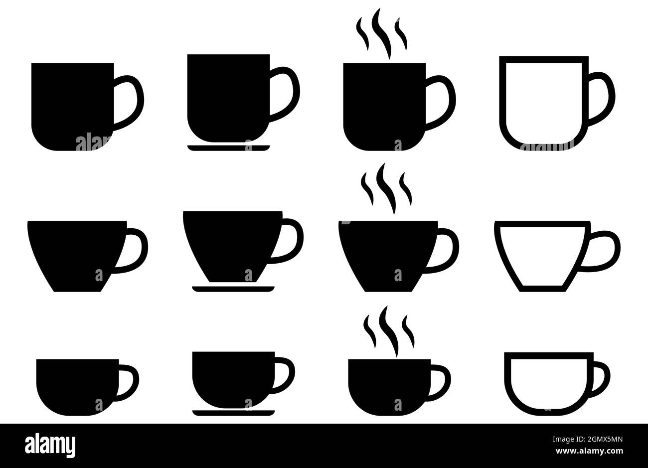 Coffee cup icons. Vector illustration isolated on white background ...