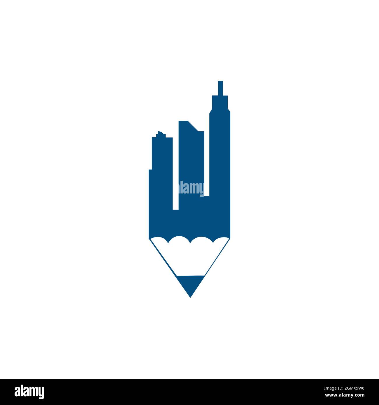 abstract pencil city town logo icon flat concept vector graphic design ...