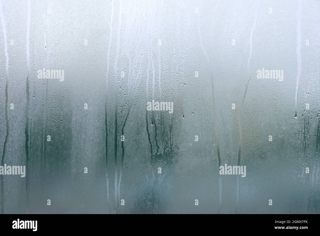 Window with condensate or steam after heavy rain, large texture or ...