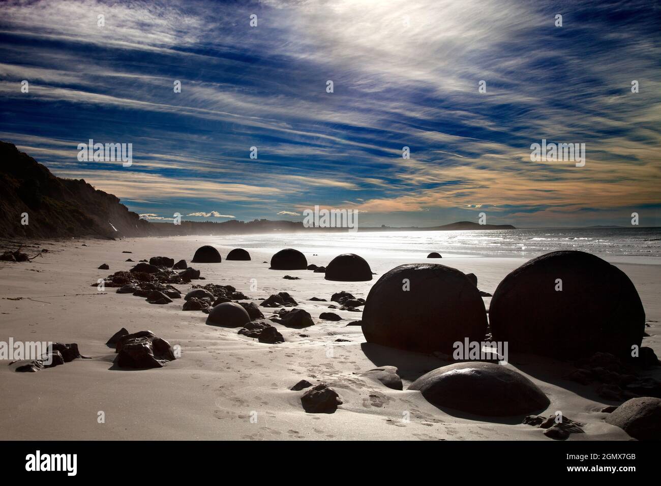 South Island, New Zealand - 24 May 2012. The Moeraki Boulders, South ...