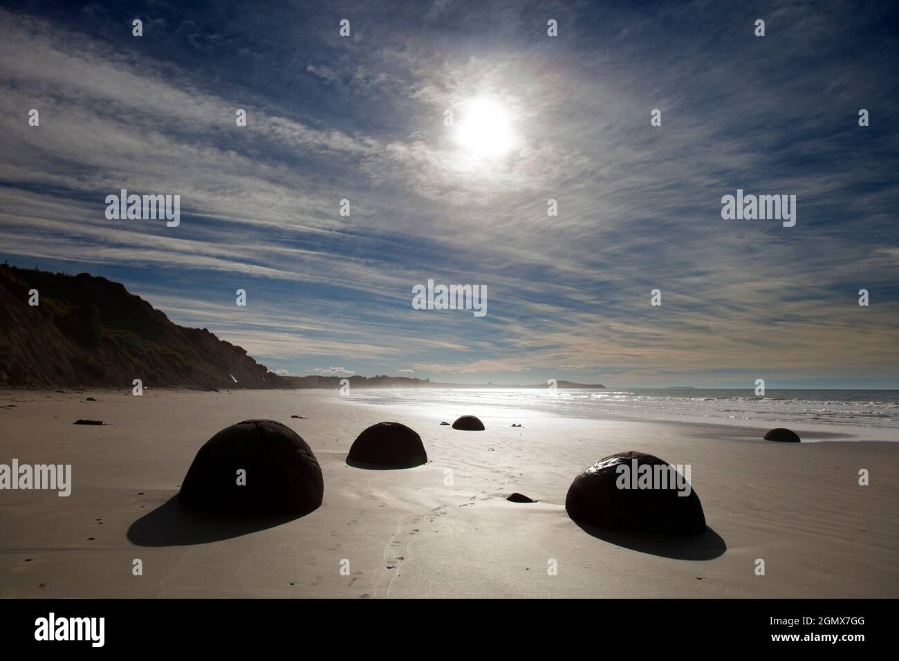 South Island, New Zealand - 24 May 2012. The Moeraki Boulders, South ...
