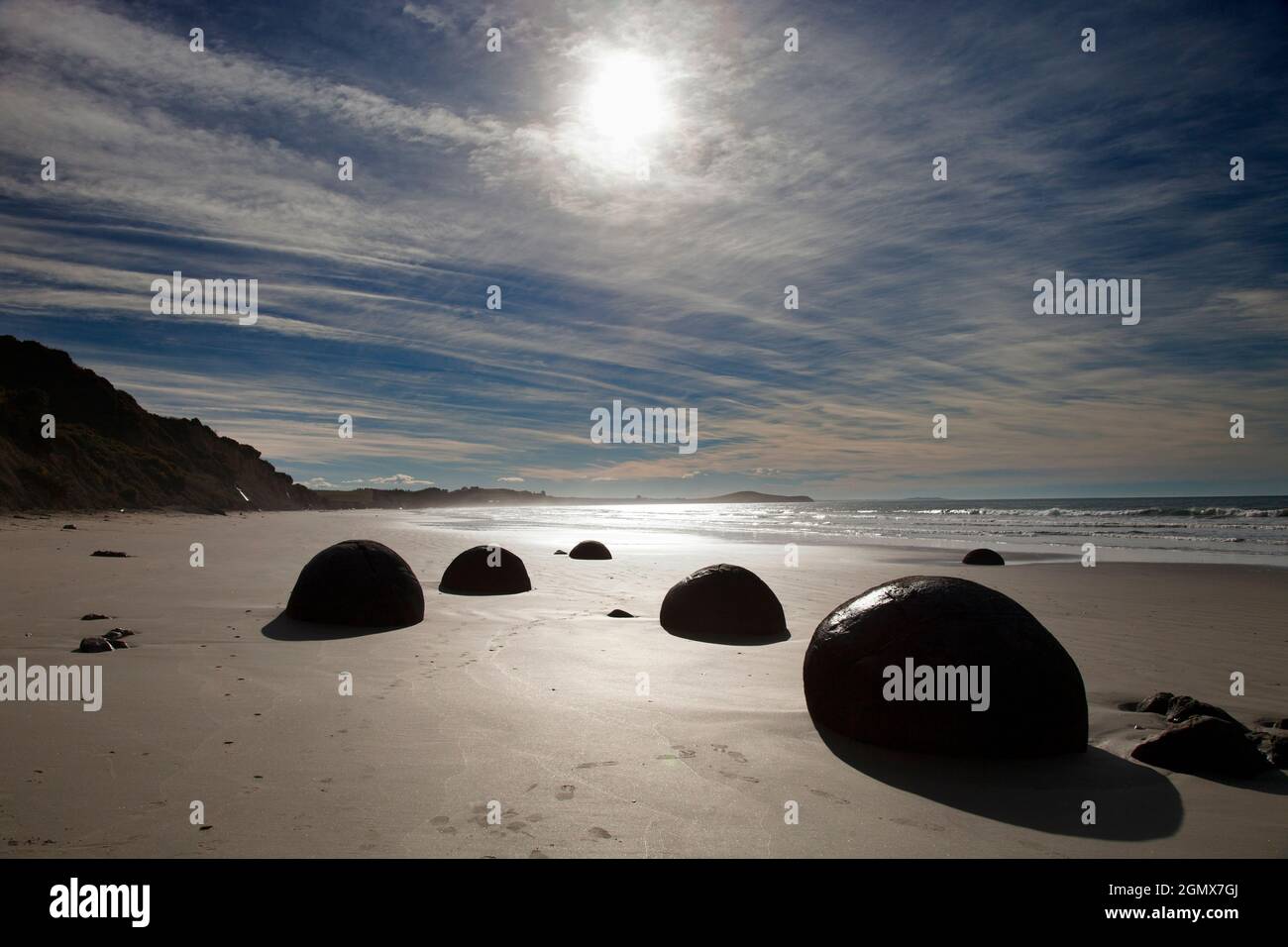 South Island, New Zealand - 24 May 2012. The Moeraki Boulders, South ...