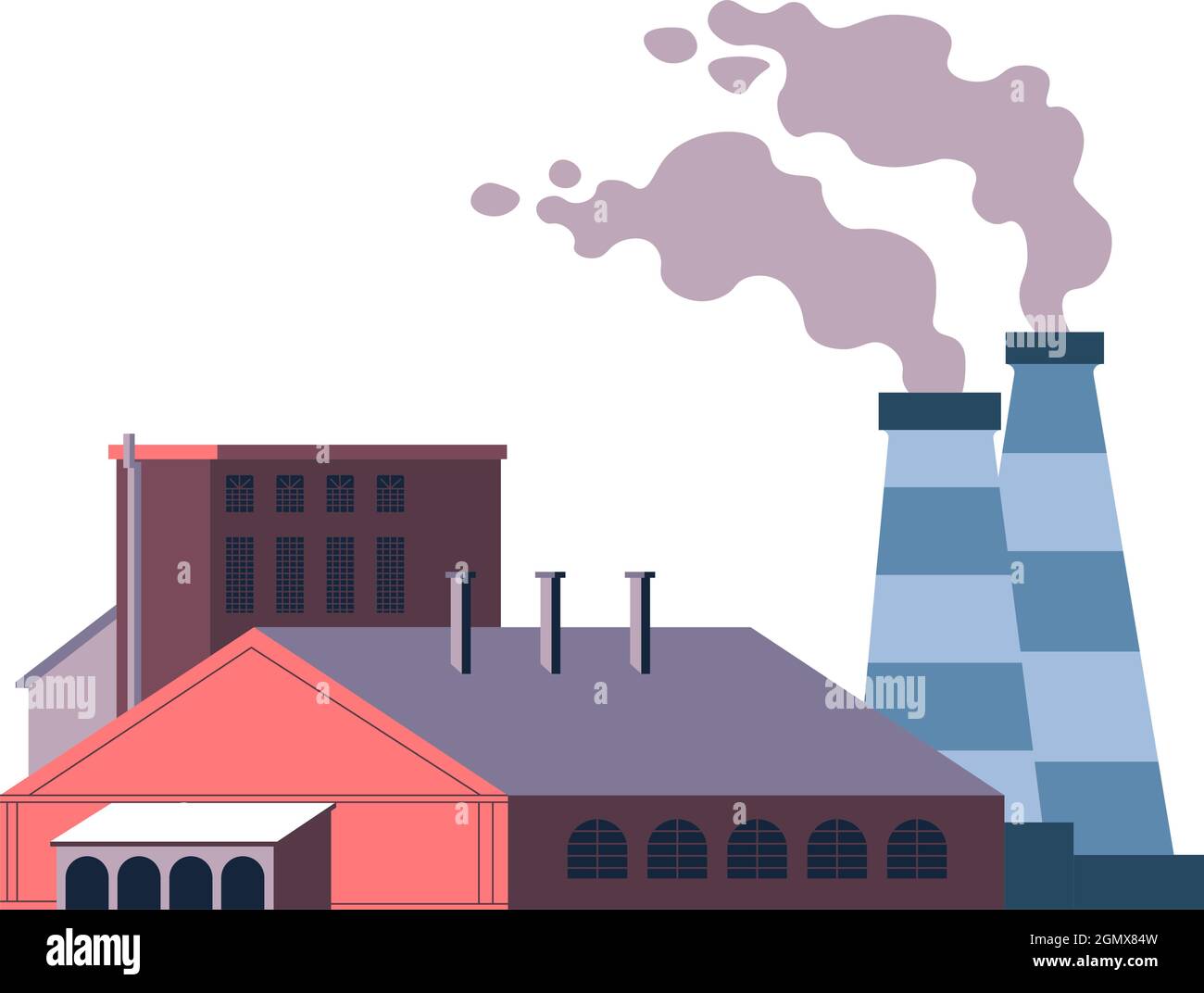 Factory or facility, industrial pollution vector Stock Vector Image ...