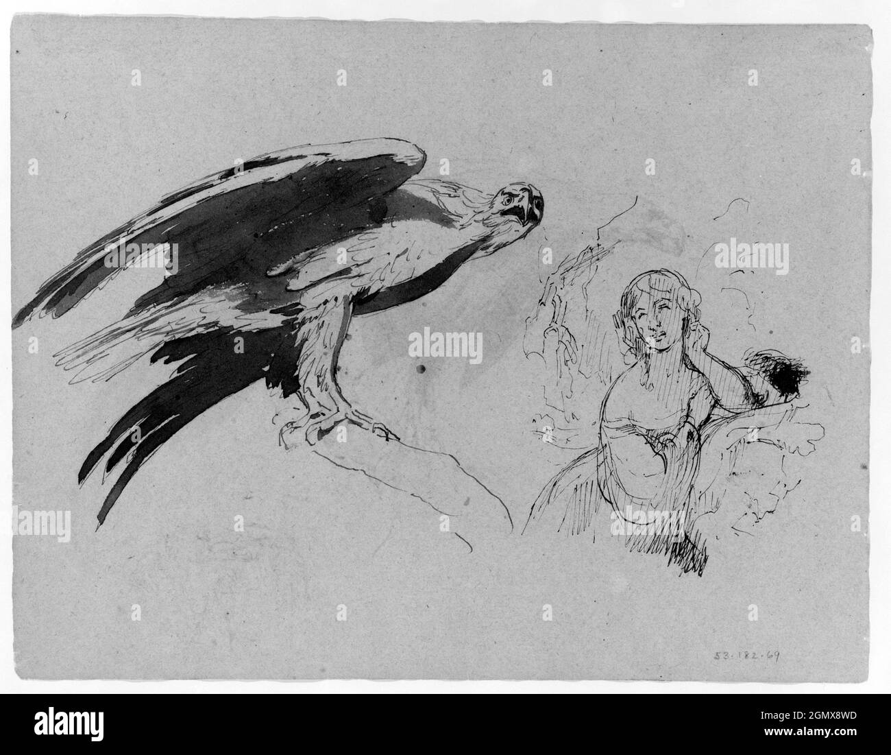 Eagle and Lady (from Sketchbook). Artist: Thomas Sully (American ...