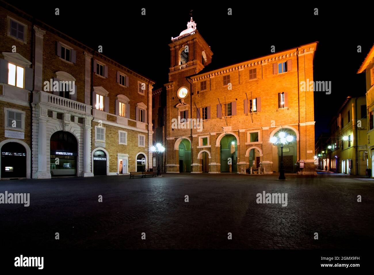 Senigallia, Roma Square, Night Landscape, Ancona, Marche, Italy, Europe ...