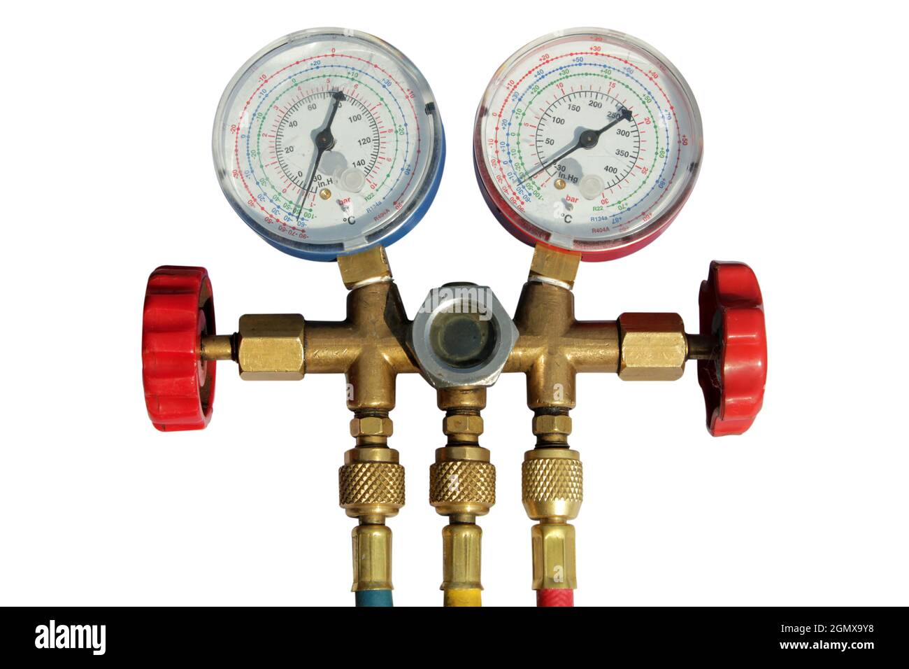 manifold gauge on a white background Stock Photo - Alamy