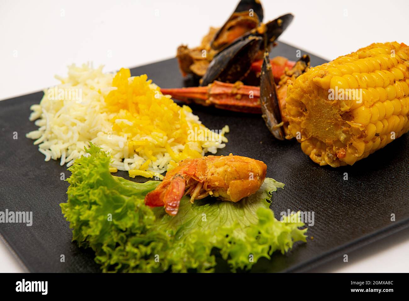 Homemade Cajun Seafood Boil with Lobster Crab and Shrimp with rice ...