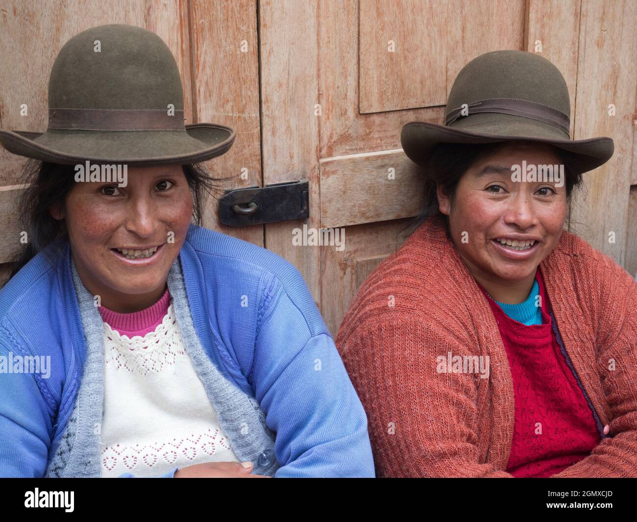 Pisac, Peru - 11 May 2018; two women in shot Portrait of an old woman ...