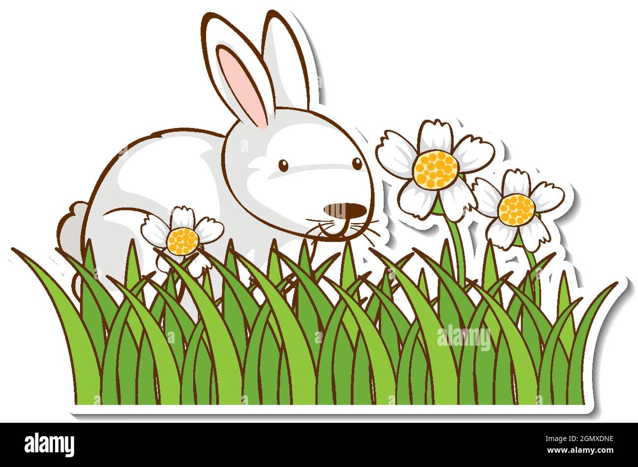 Bunnies in the grass Stock Vector Images - Alamy