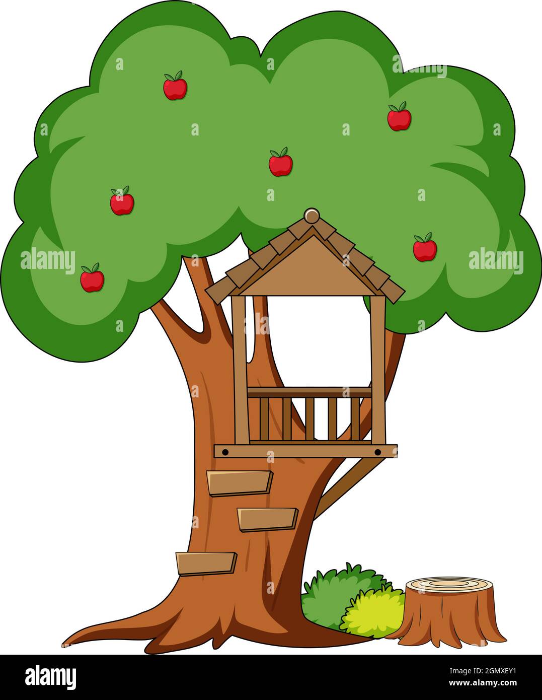 Tree with tree hole cartoon style isolated on white background ...