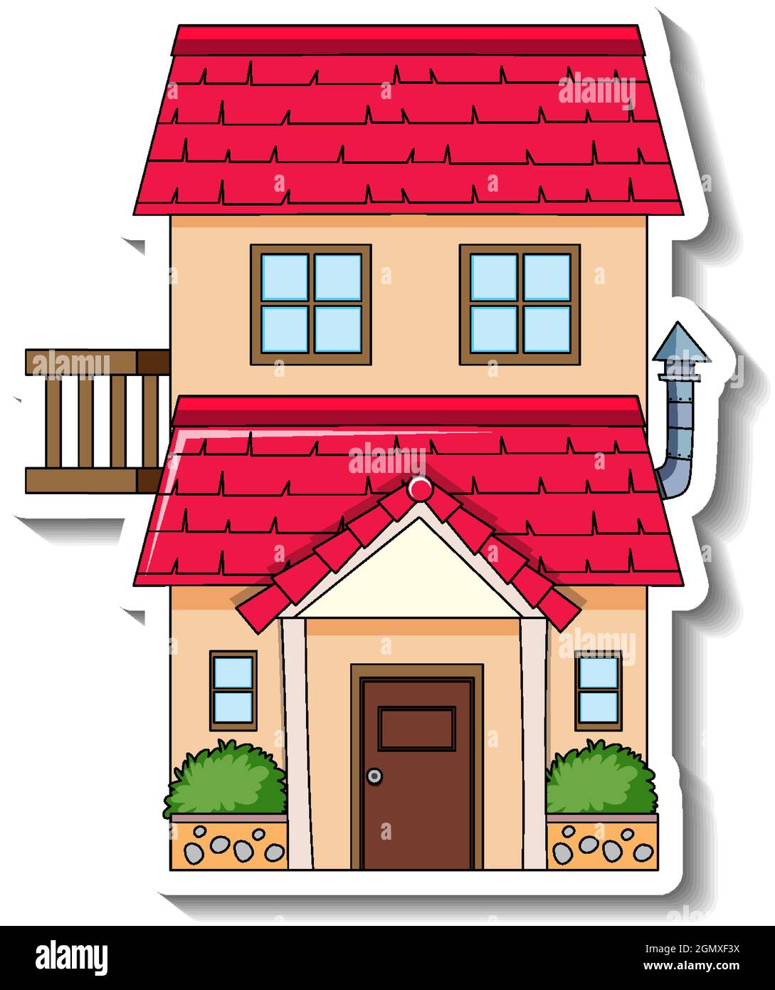 Sticker template with a single house isolated illustration Stock Vector ...