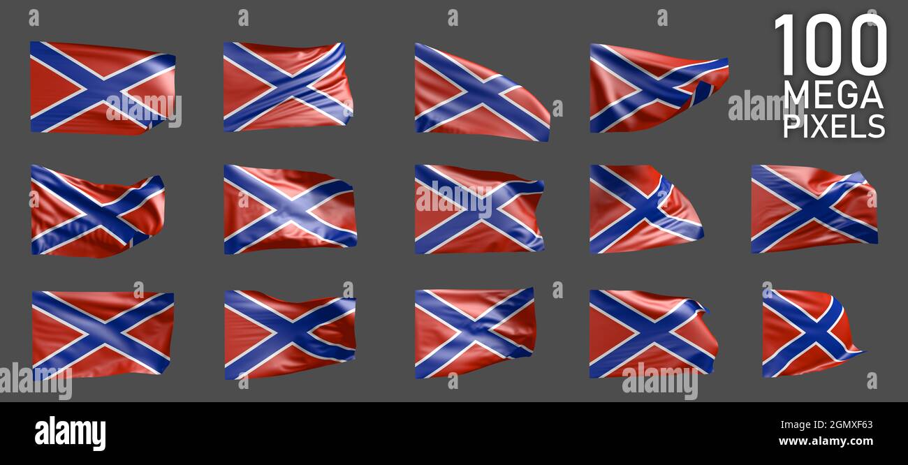 a lot of different images of Novorossia flag isolated on grey ...