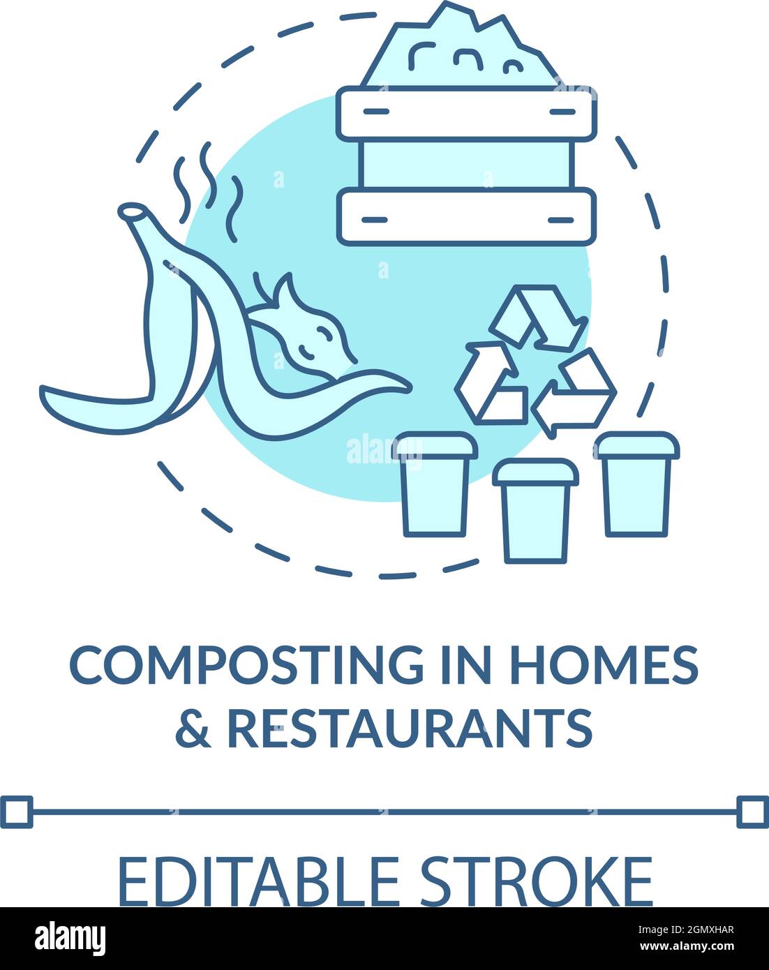 Waste composting in homes, restaurants concept icon Stock Vector Image ...