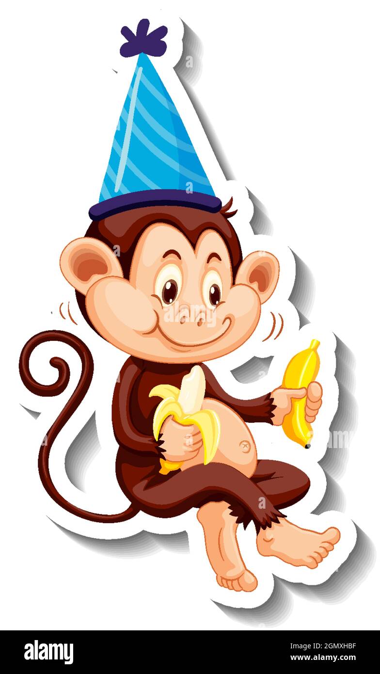 Cartoon monkey wearing hat Cut Out Stock Images & Pictures - Alamy