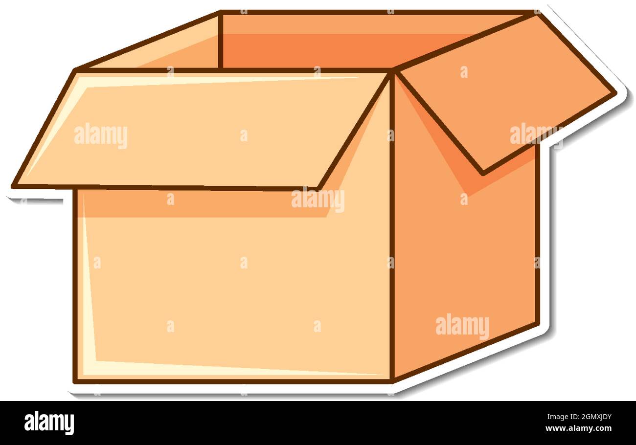 Sticker empty box opened on white background illustration Stock Vector ...