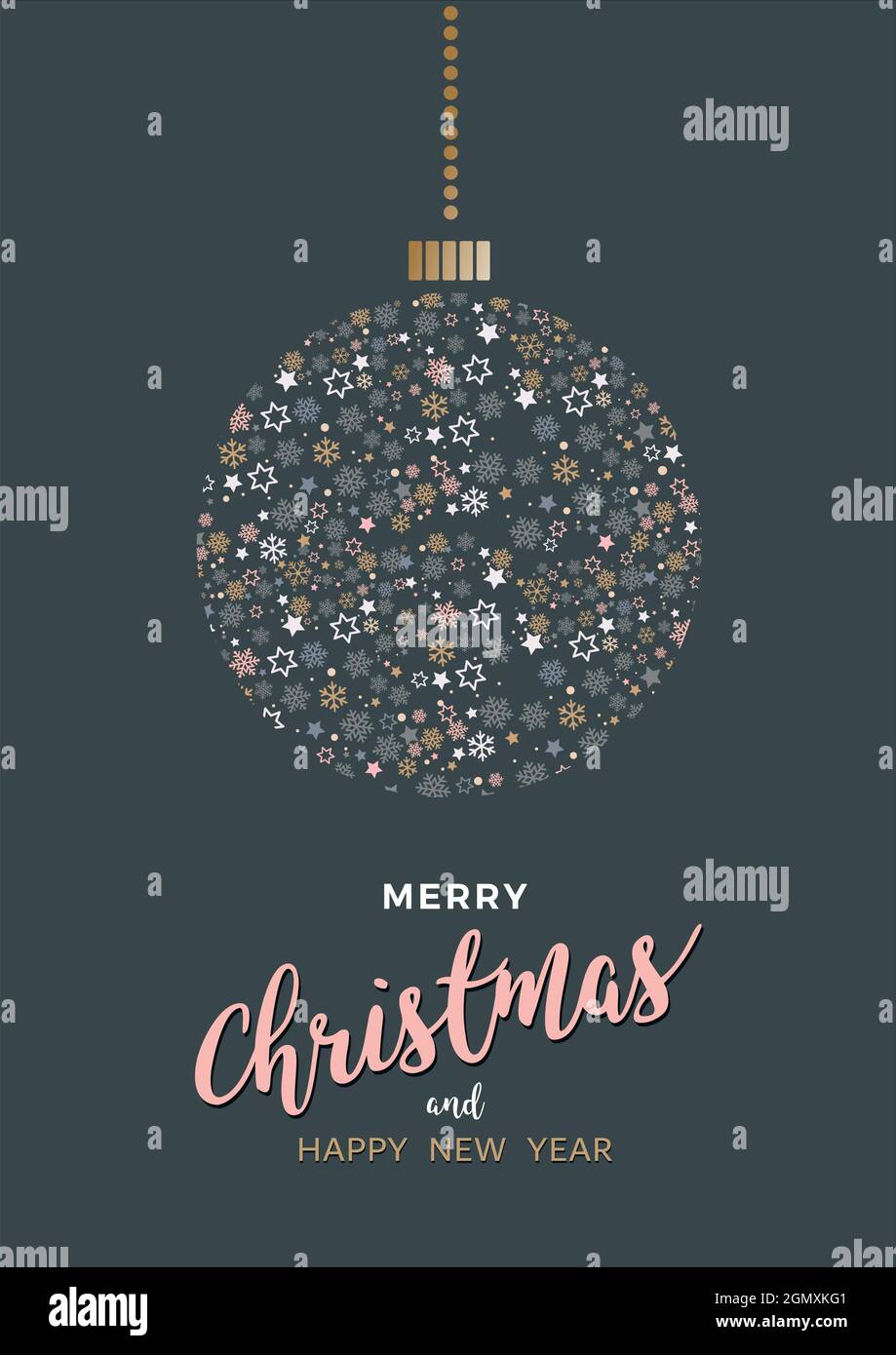 Merry Christmas greeting card design with stylized christmas ball ...