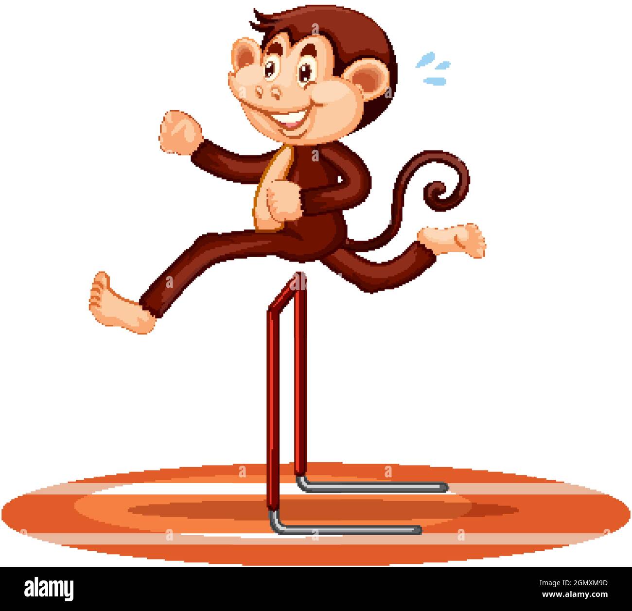 Monkey jumping over hurdles cartoon character illustration Stock Vector ...