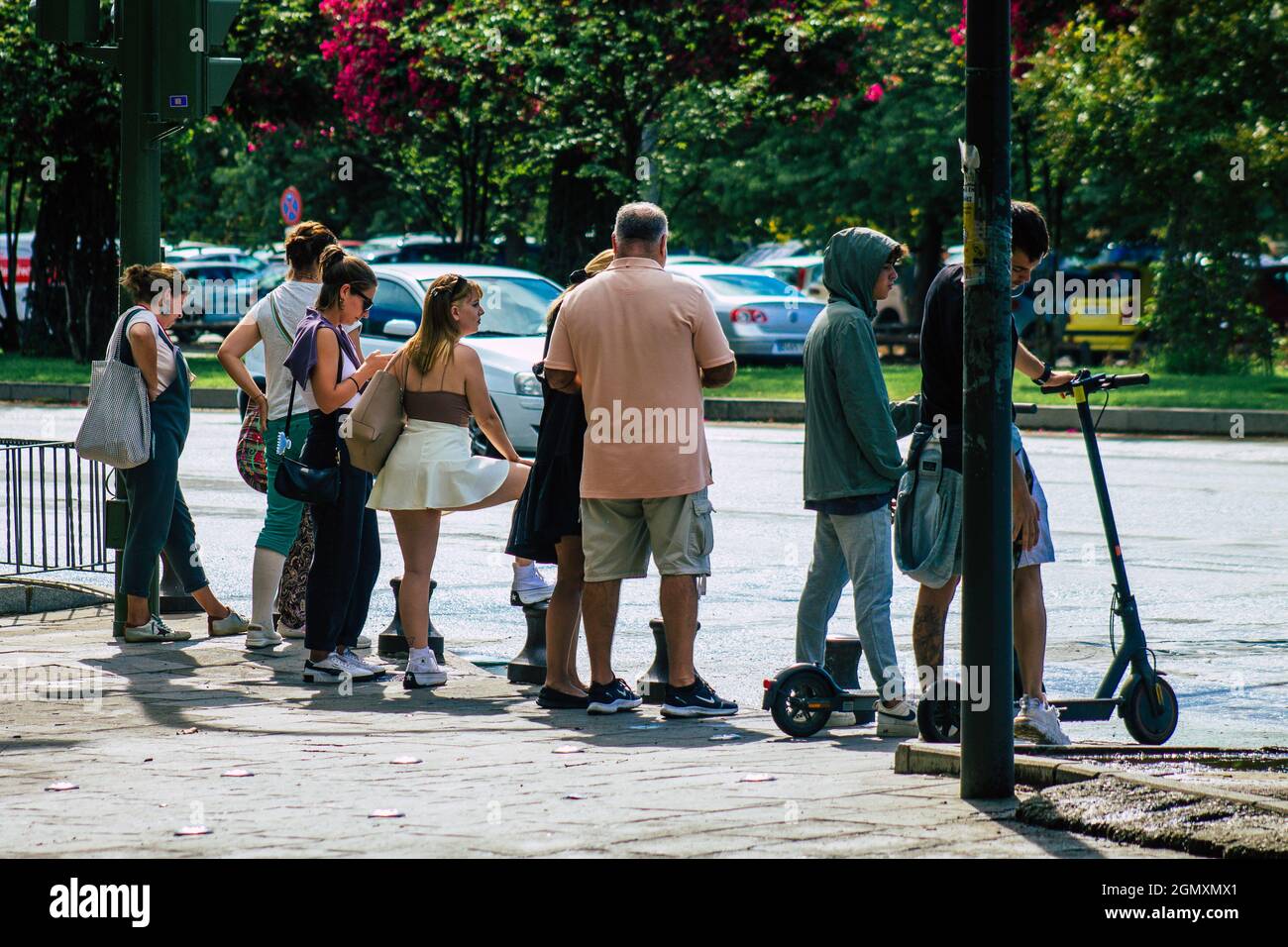 Seville Spain September 15, 2021 Pedestrians walking in the street ...