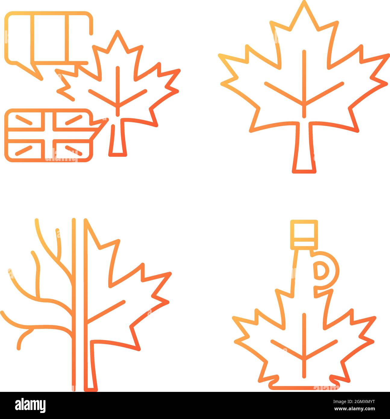 Maple leaf significance gradient linear vector icons set Stock Vector ...