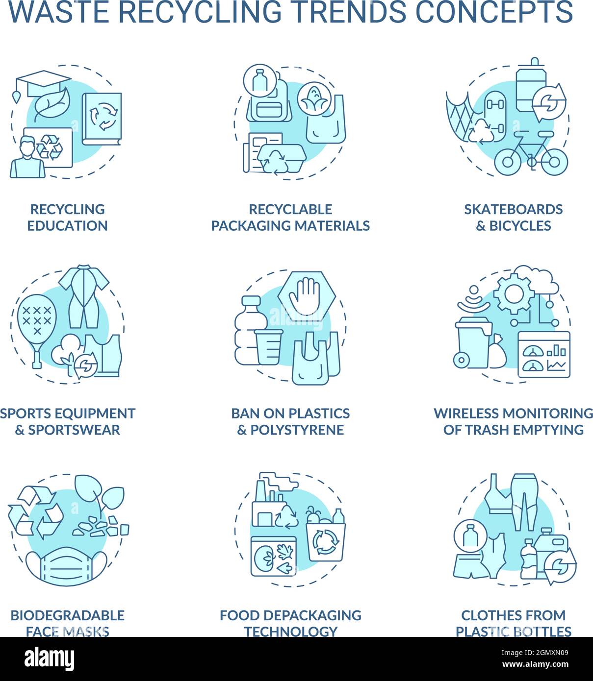 Garbage recycling trends concept icons set Stock Vector Image & Art - Alamy