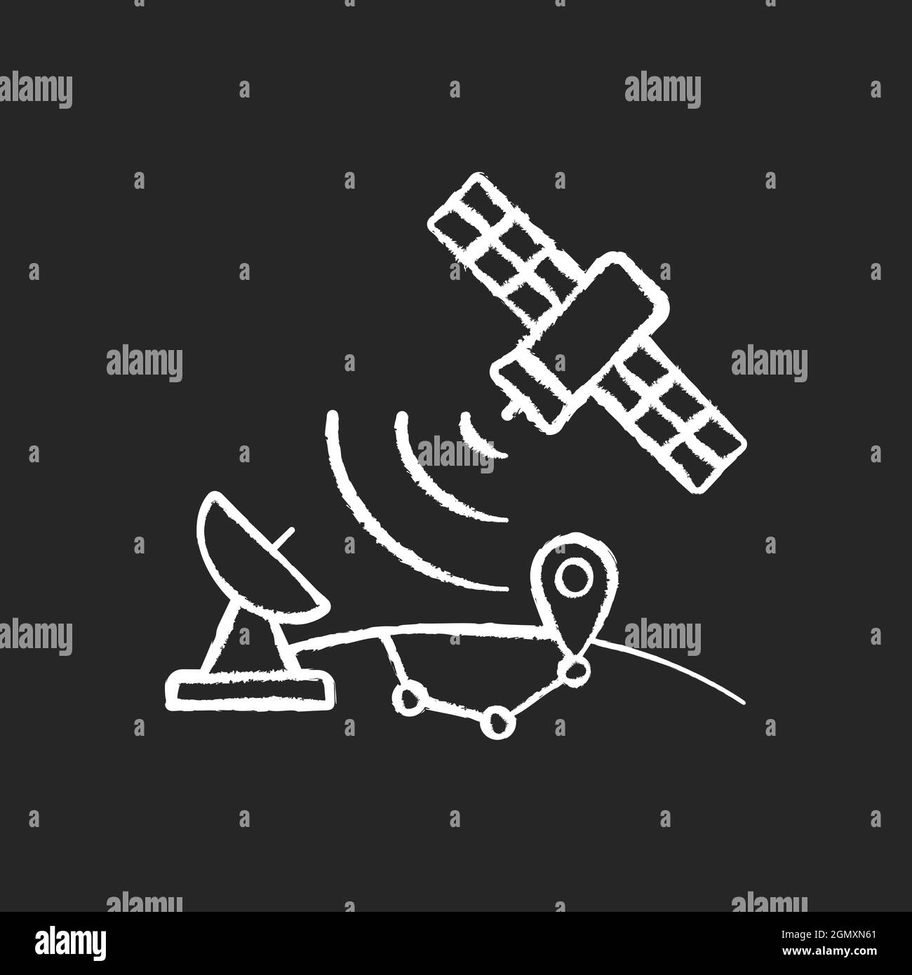 Global Positioning System chalk white icon on dark background Stock ...