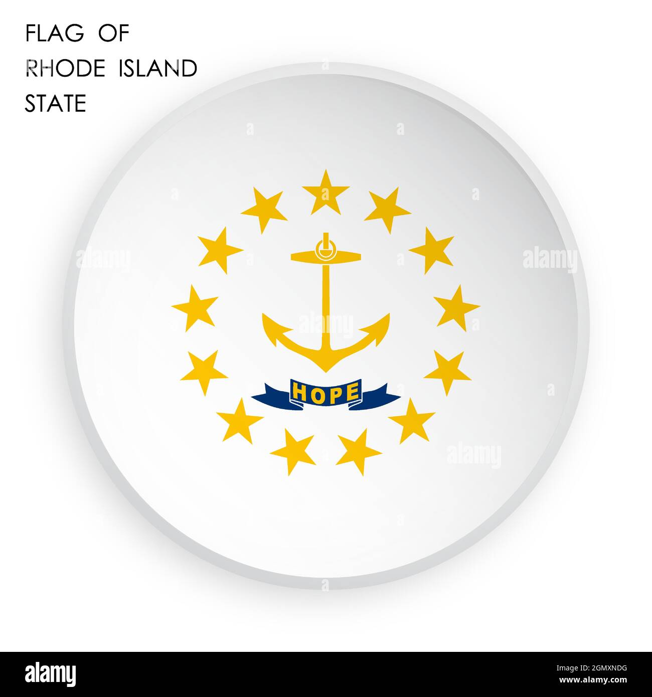 american state of RHODE ISLAND flag icon in modern neomorphism style ...