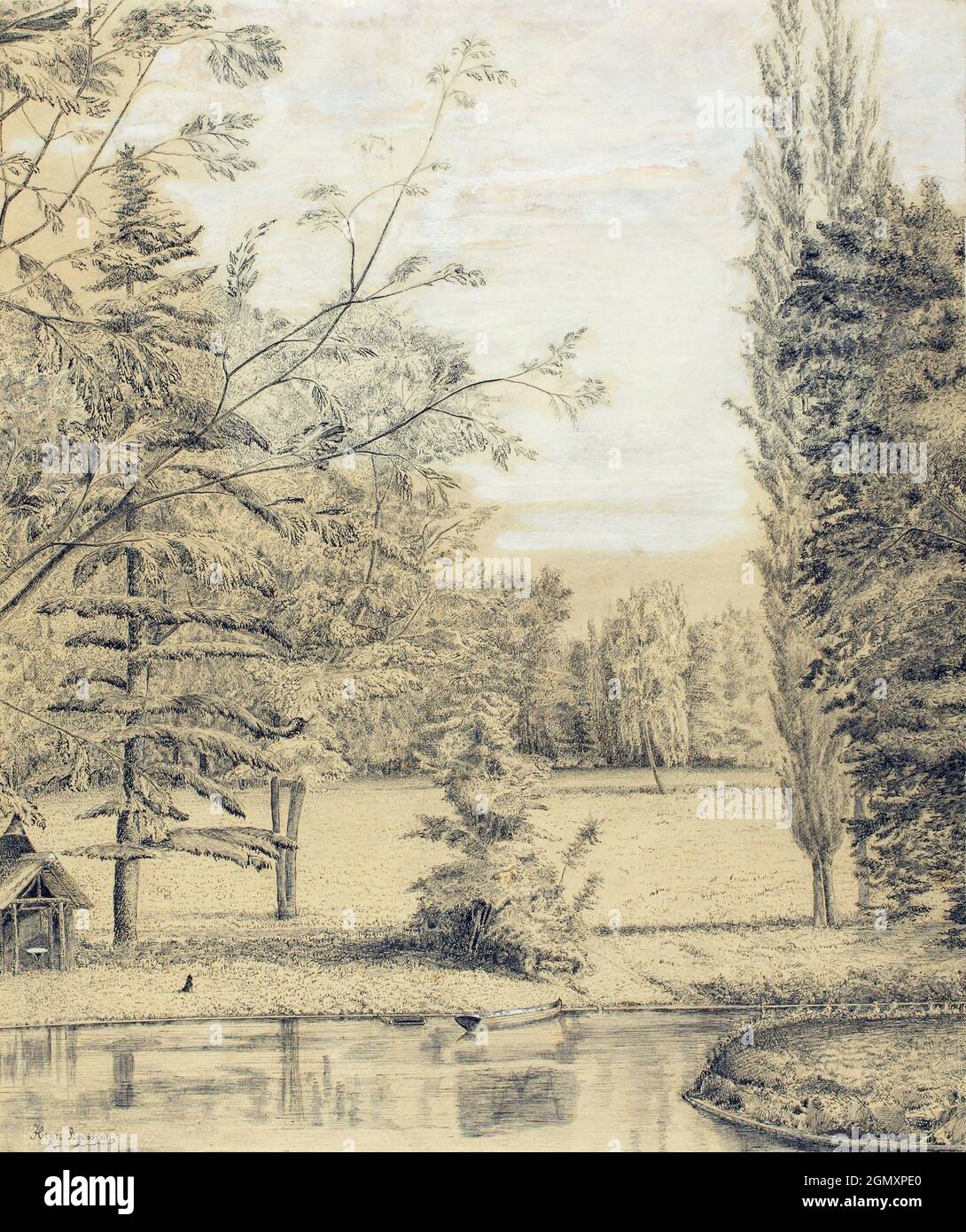 River and Park Landscape (ca.1885-1890) by Henri Rousseau Stock Photo ...