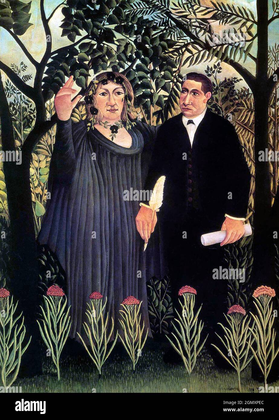 Henri Rousseau's The Muse Inspiring the Poet (1909) famous painting ...