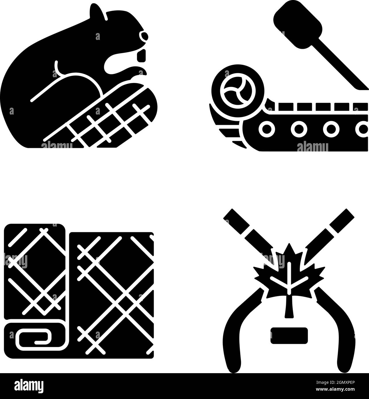 Historical heritage of Canada black glyph icons set on white space ...