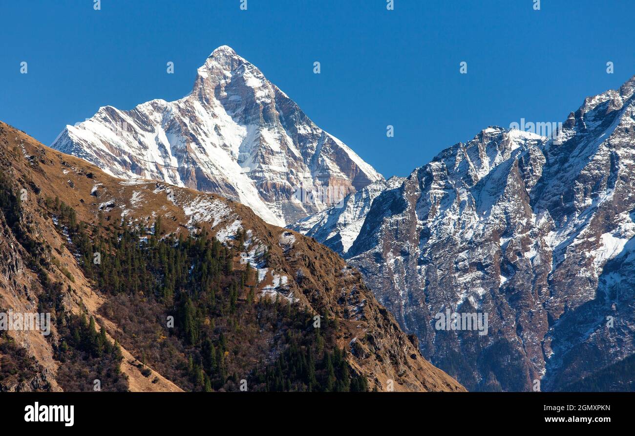 mount Nanda Devi, one of the best mounts in India Himalaya, seen from ...