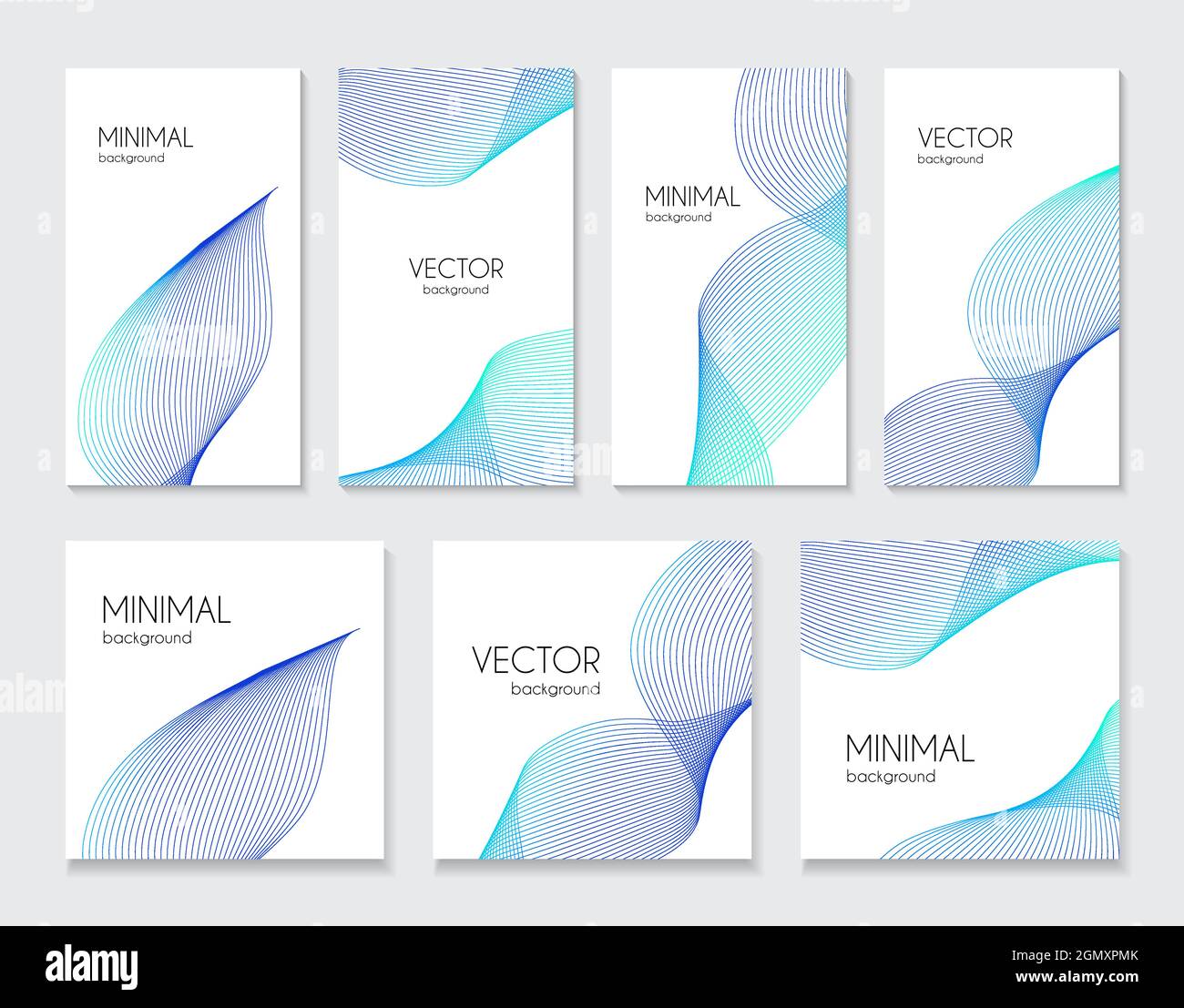 Set of abstract blue wavy line minimal backgrounds for instagram ...