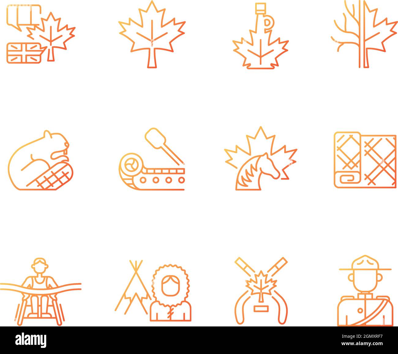 Canadian symbols gradient linear vector icons set Stock Vector Image ...