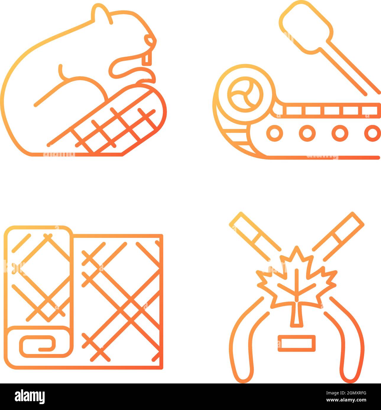 Historical Heritage Of Canada Gradient Linear Vector Icons Set Stock