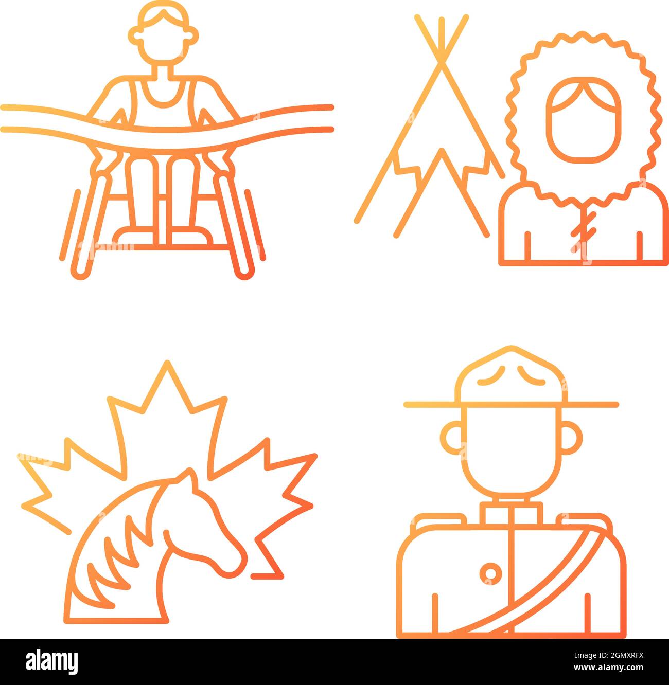 People of Canada gradient linear vector icons set Stock Vector Image ...