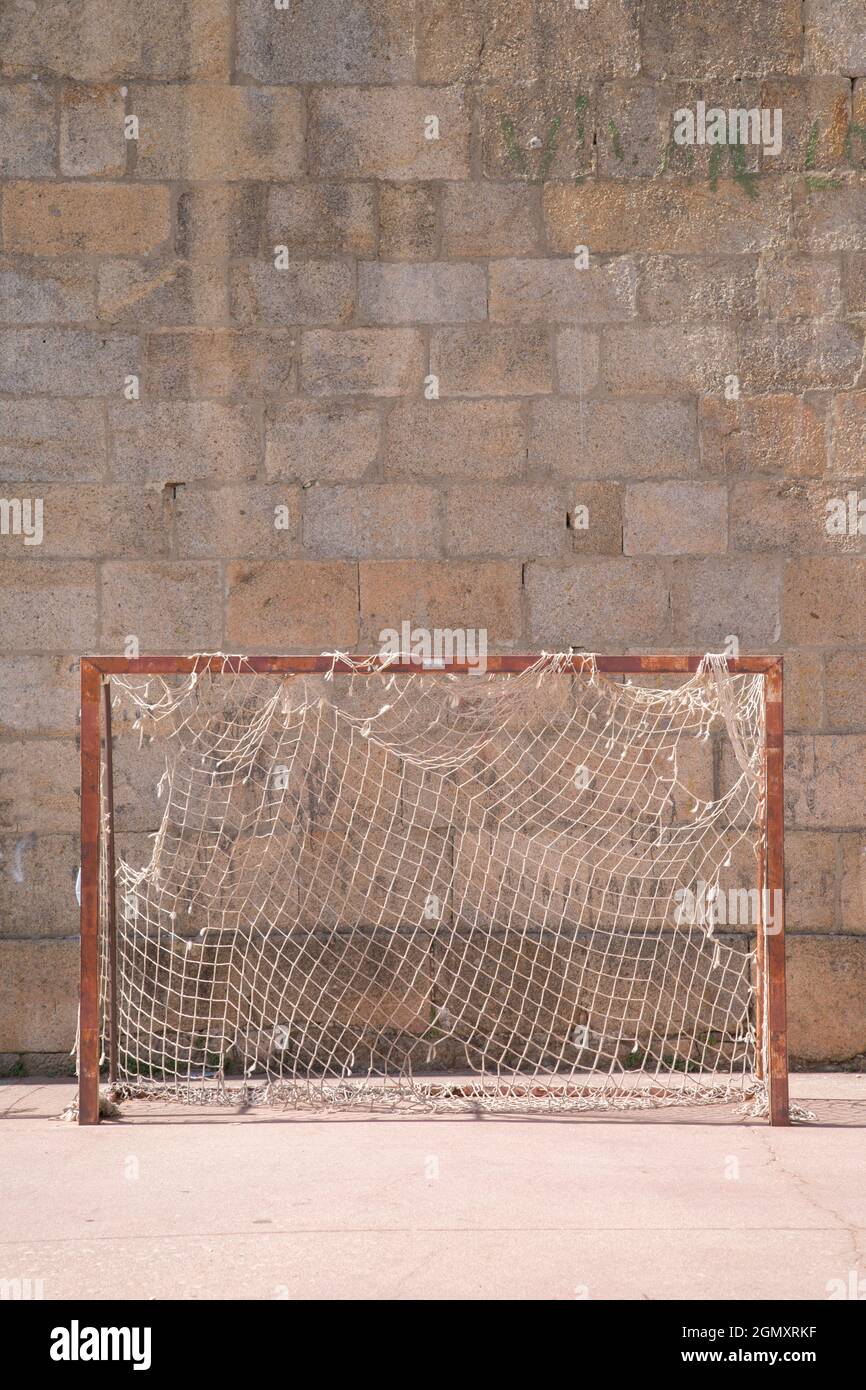 Closeup of Scruffy Football Goal Stock Photo - Alamy