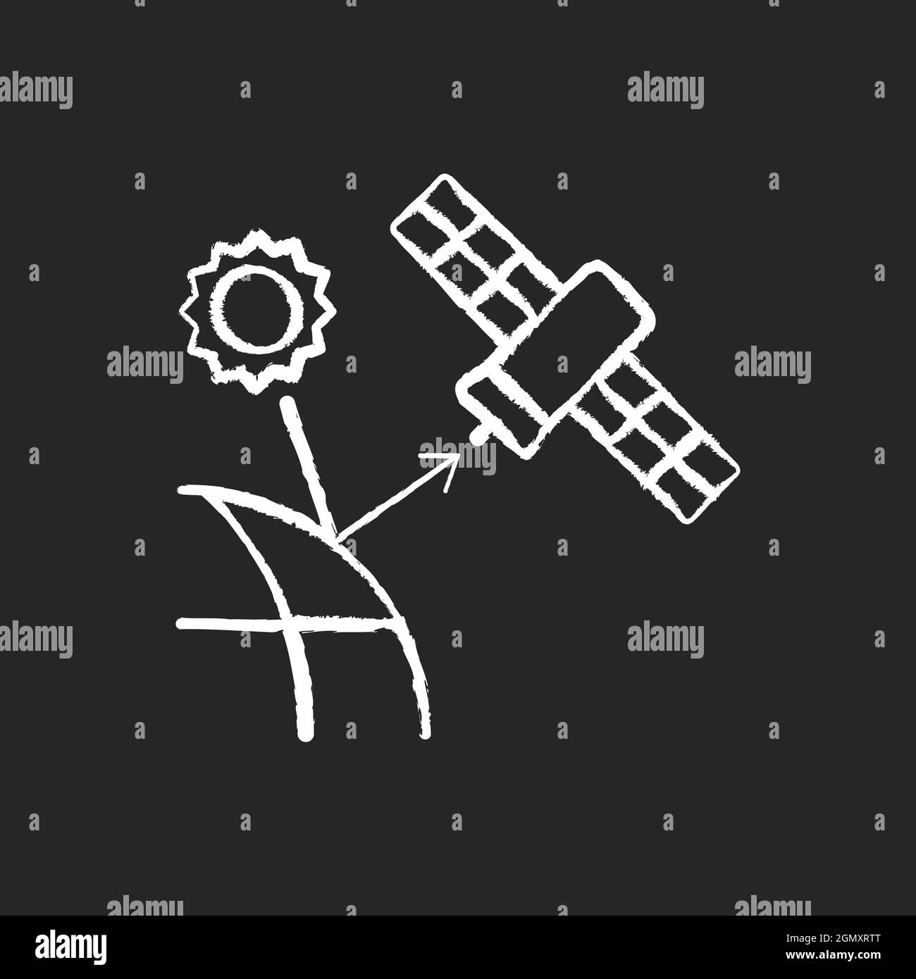 Remote sensing satellite chalk white icon on dark background Stock ...