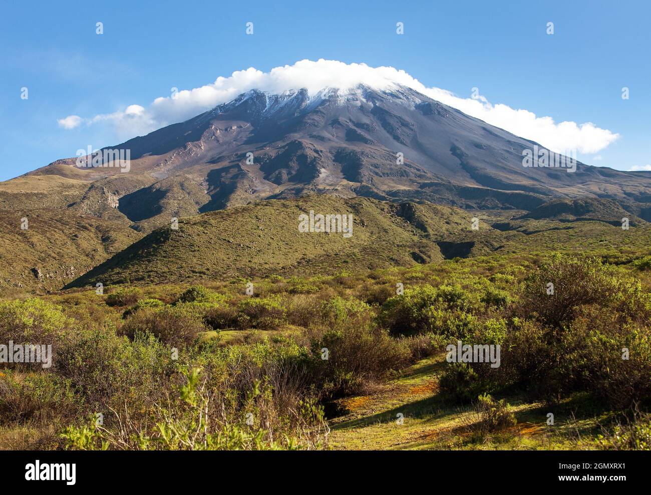 El Misti volcano in the middle of clouds, one of the best of volcanoes ...