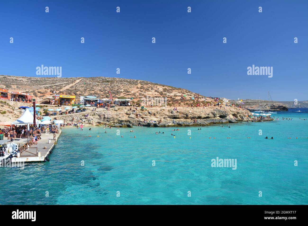 Blue Lagoon on Comino island, Malta. Beautiful turquoise sea Stock ...