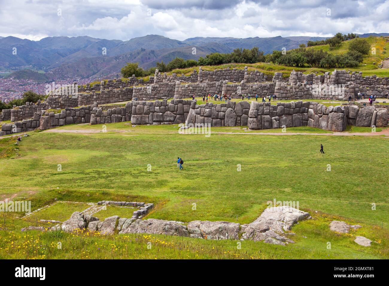 View of Sacsayhuaman, Inca ruins in Cusco or Cuzco town, Peru Stock ...