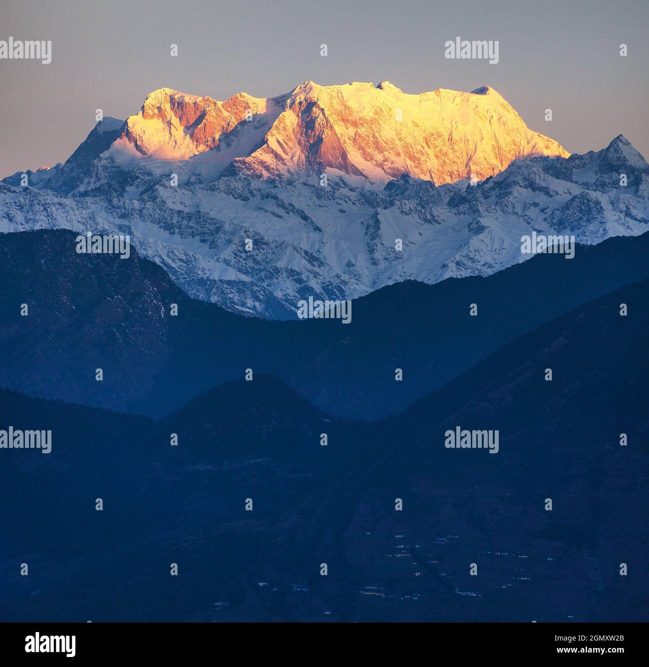 Mount Chaukhamba morning view, Himalaya, Indian Himalayas, great Himalayan range, Uttarakhand ...
