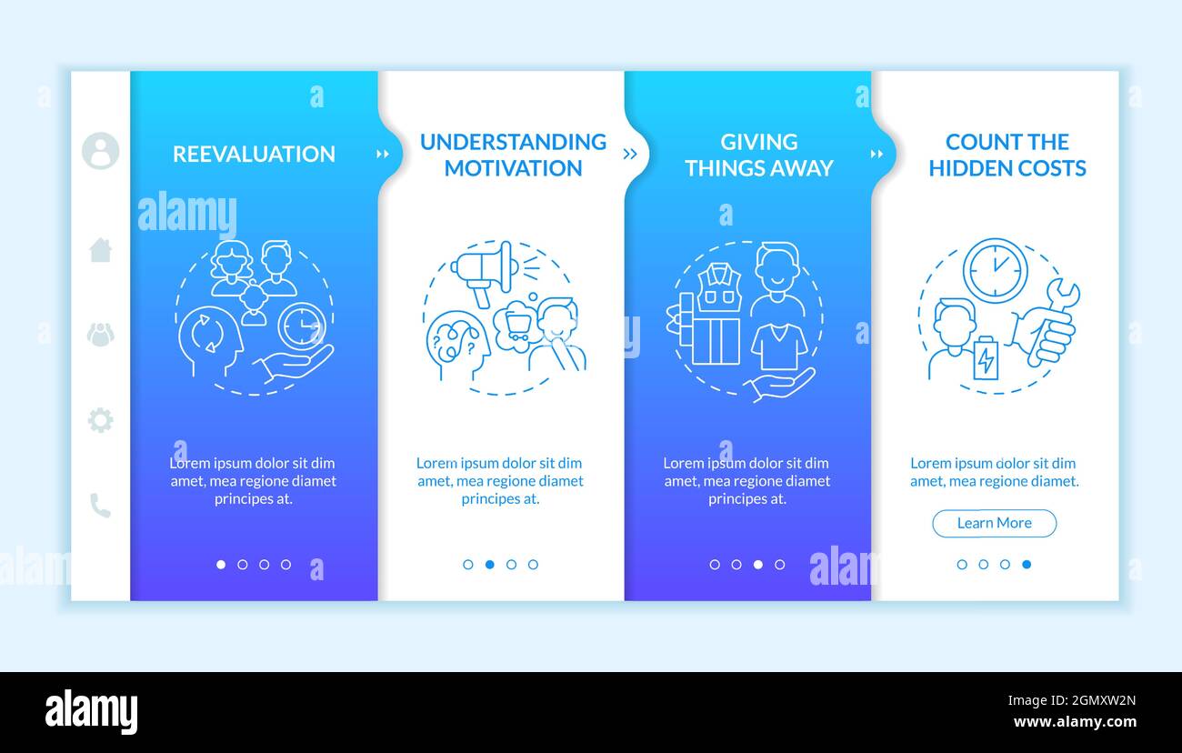 Challenging consumerism blue gradient onboarding vector template Stock ... Challenging consumerism blue gradient onboarding vector template Stock ...