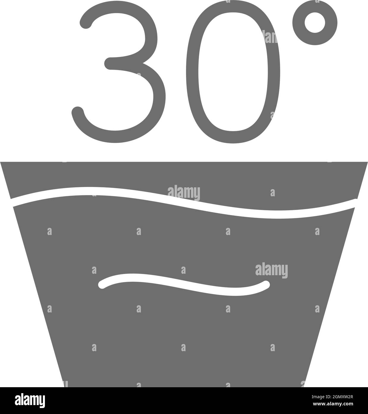 Gentle, delicate laundry, 30 degrees washing temperature grey icon ...
