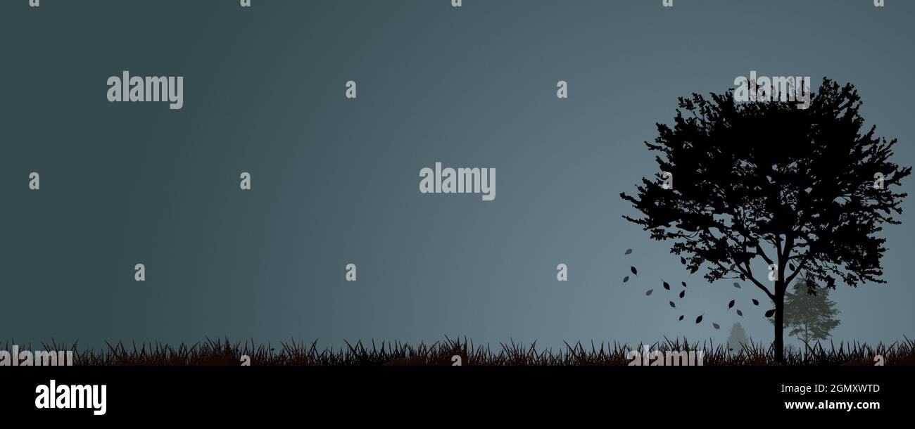 fading and falling leaves of autumn. dark and sad banner Stock Photo ...