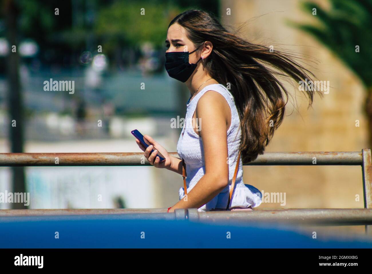 Seville Spain September 18, 2021 Pedestrians walking in the street ...