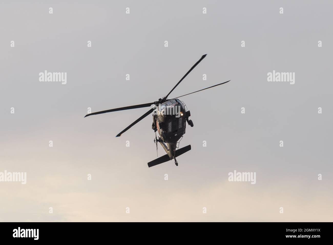 Izmir, Turkey - September 9, 2021: Bottom view of a helicopter ...