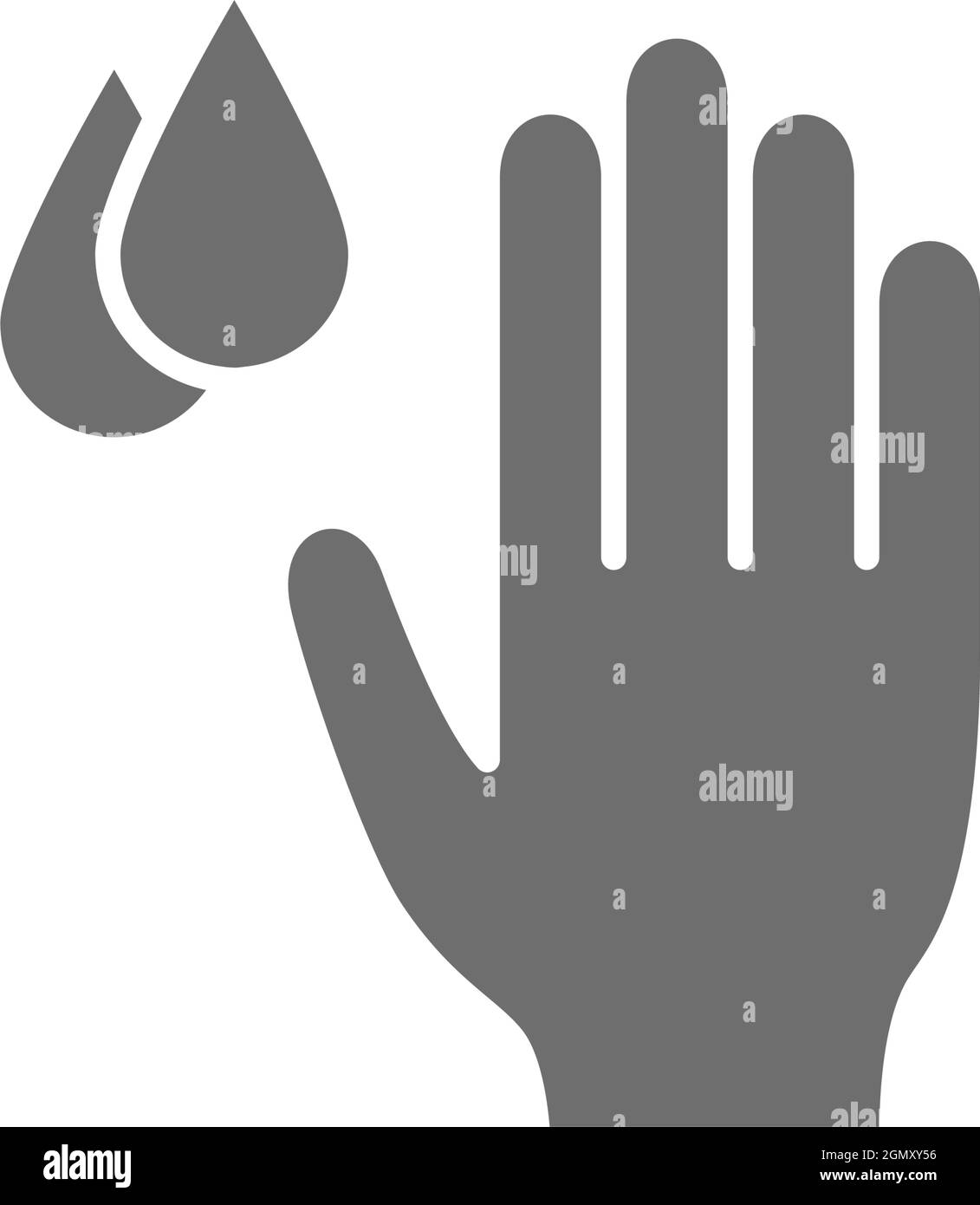 Hand with water drops, hygiene, washing hands grey icon Stock Vector ...
