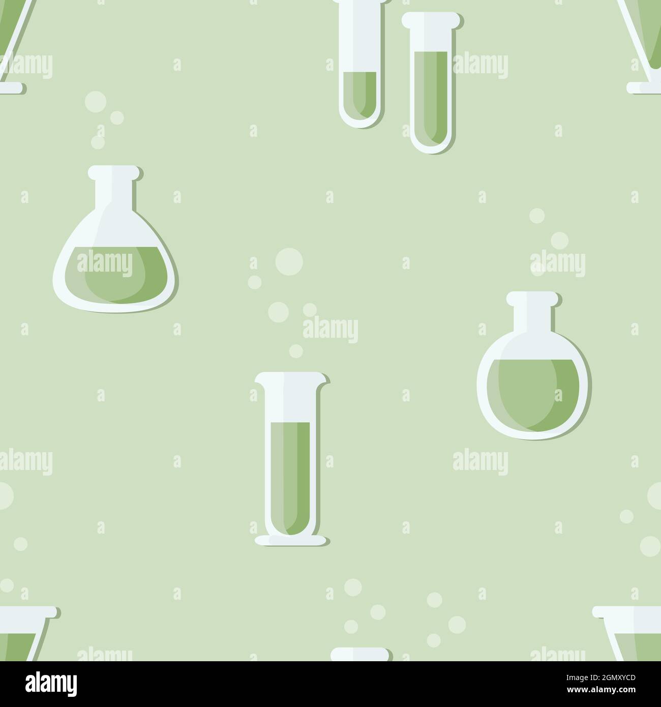 Laboratory glassware with a green liquid - vector background Stock ...