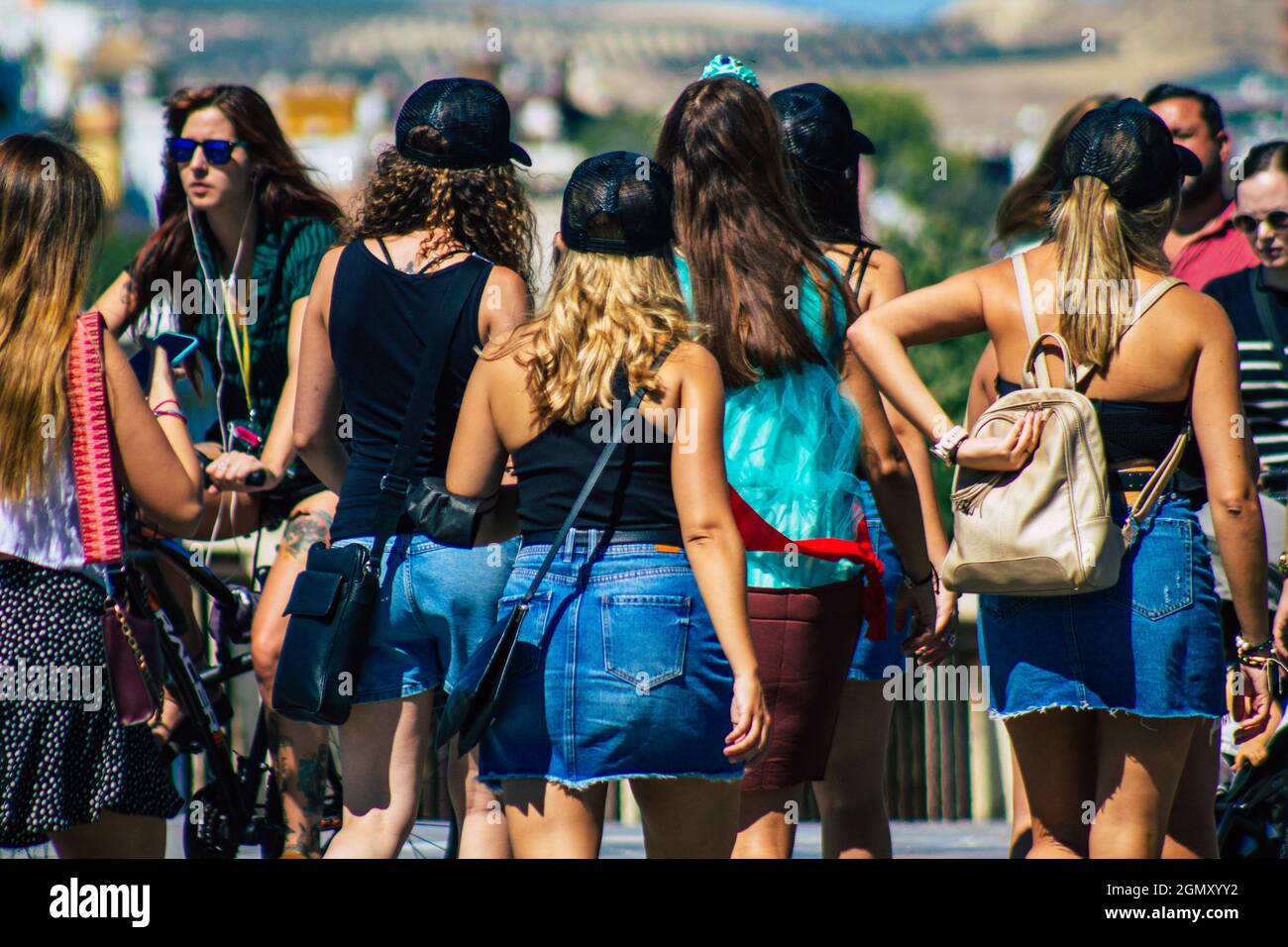 Seville Spain September 18, 2021 Pedestrians walking in the street ...