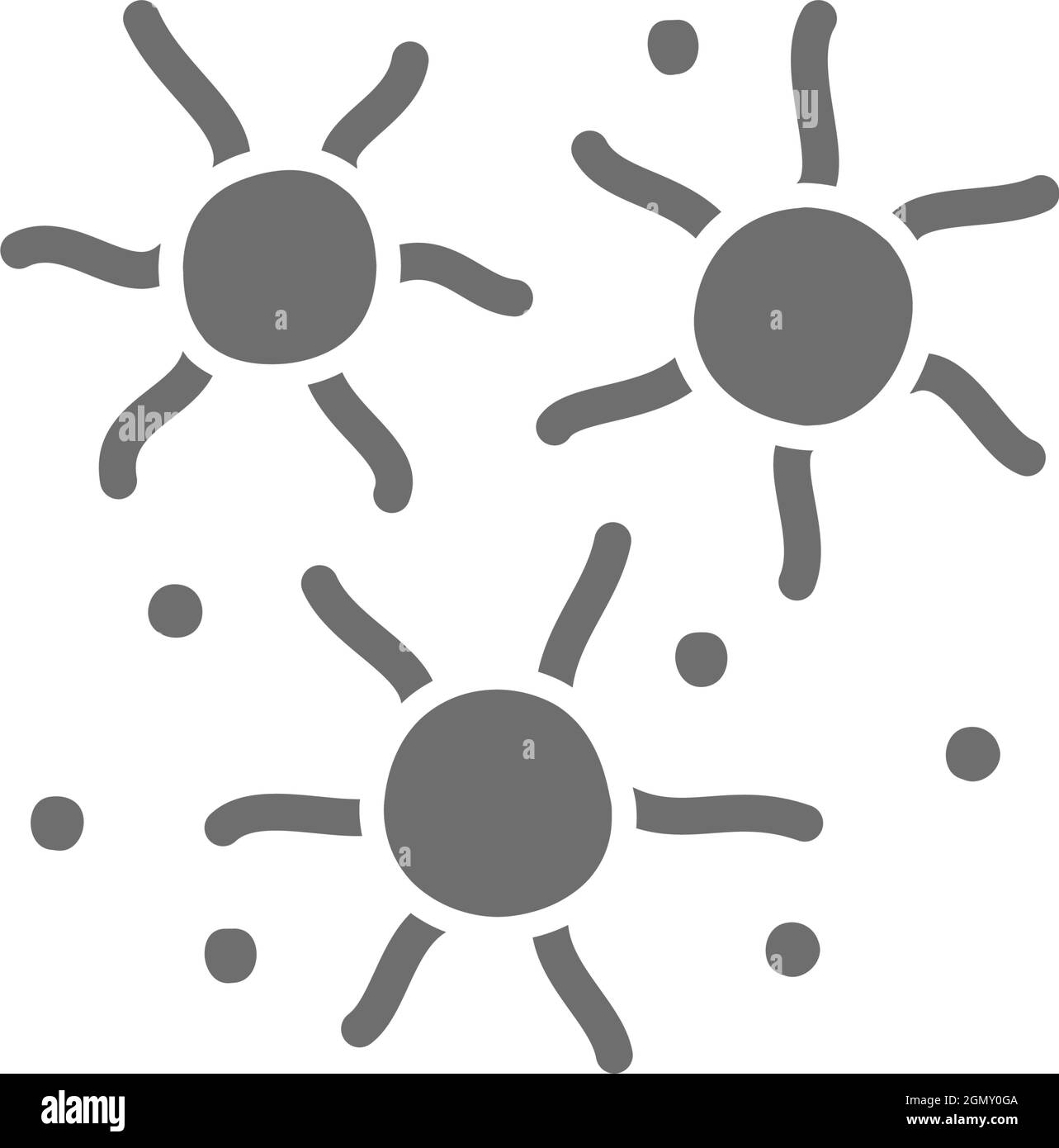 Microbes Bacteria Viruses Grey Icon Isolated On White Background