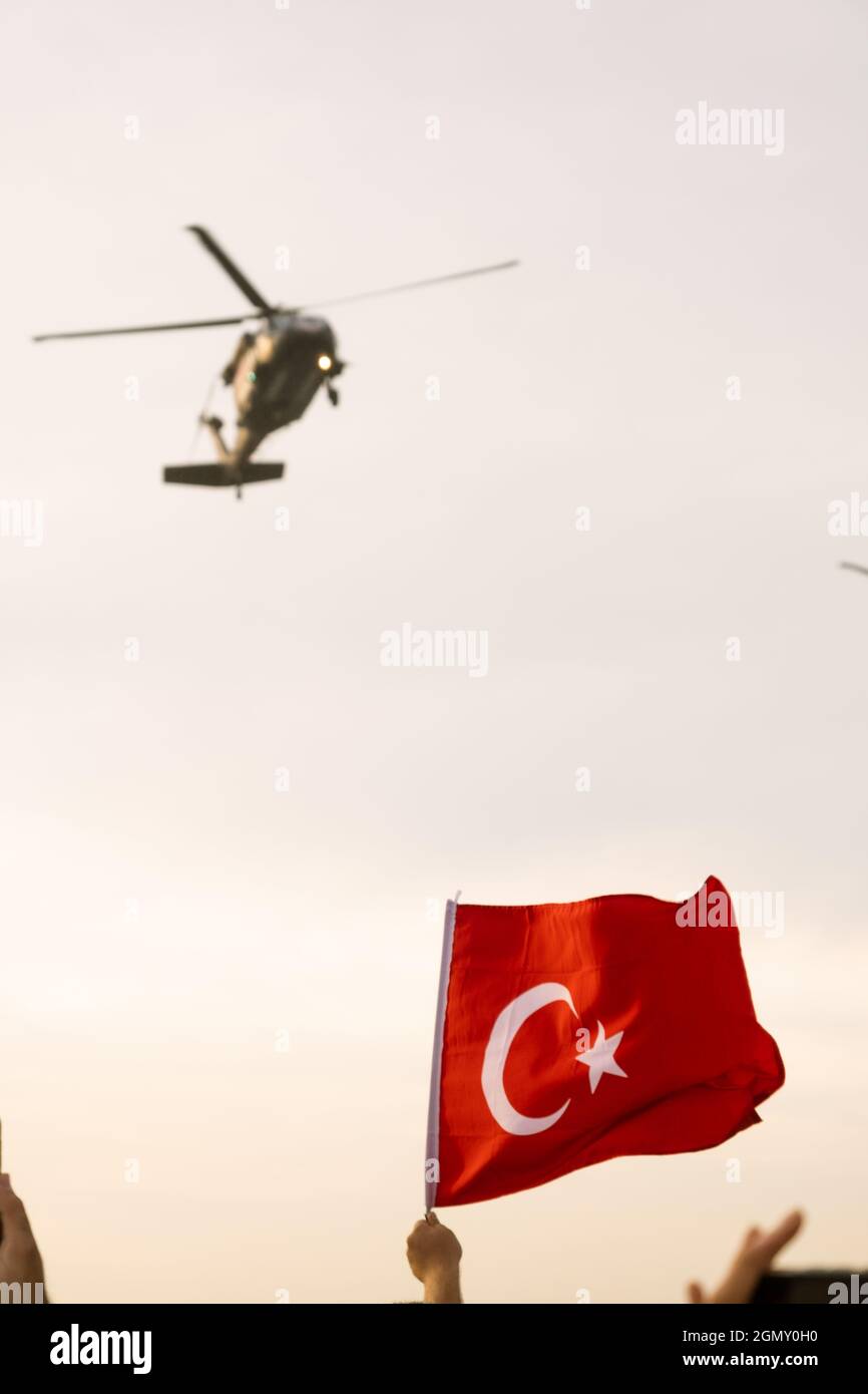 Izmir, Turkey - September 9, 2021: Turkish Gendarme Helicopter ...